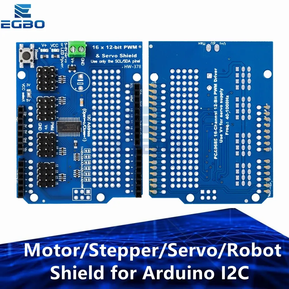 EGBO Arduino Motor/Stepper/Servo Shield I2C v2 Kit with PWM Driver for ...