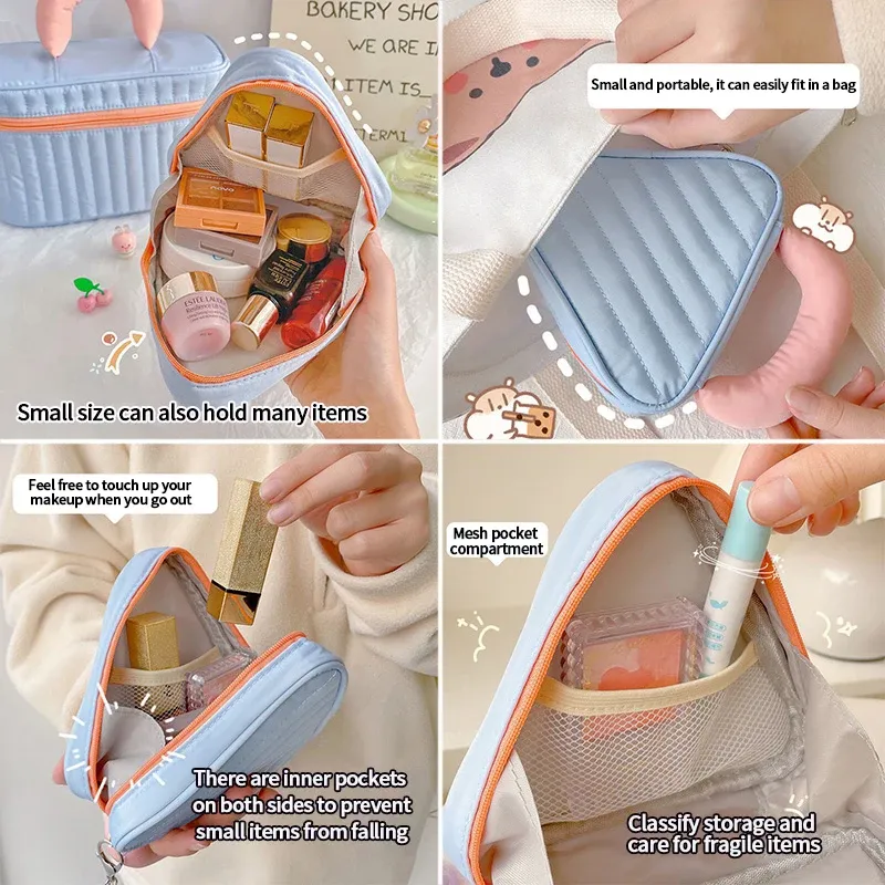 Mini Travel Cosmetic Bag Portable Handheld Makeup Pouch Candy Color ...