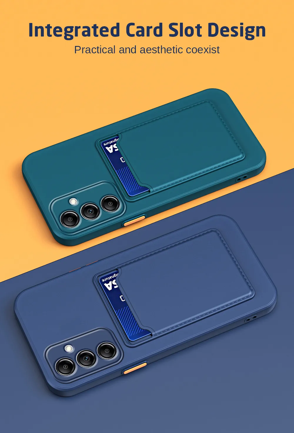 Liquid Soft Silicone Case with Card Holder Wallet Cover for Samsung A55 ...