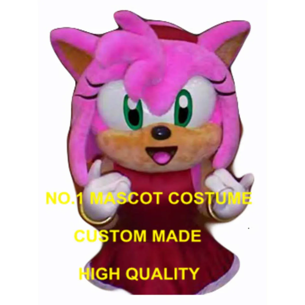 Popular cartoon pink Amy Rose hedgehog mascot costume adult size unisex ...