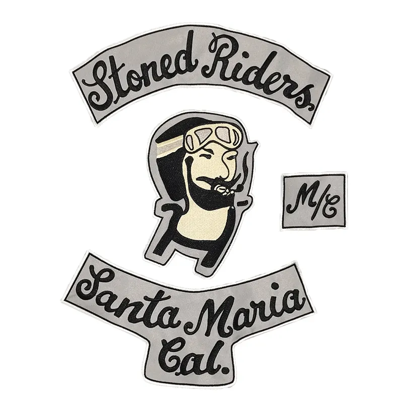 Embroidered Motorcycle Jacket Patches - Stone Rider Design, Iron-On ...