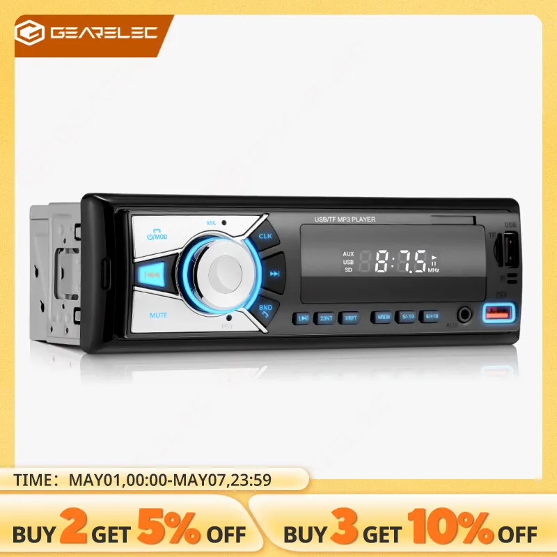 1 DIN Bluetooth Car Stereo System with MP3 Player | Hands-Free Calls ...