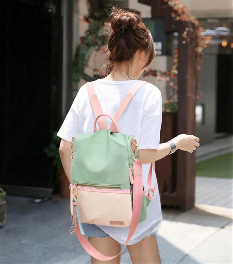 Gusure Contrast Color Oxford Backpack Large Capacity School Girl ...