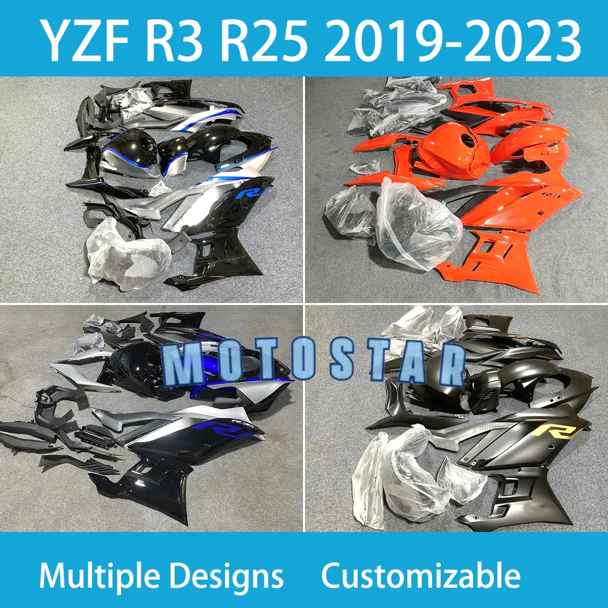 100% Fit Injection R3 Motorcycle Fairings Kit For Yamaha YZF R3 R25 ...