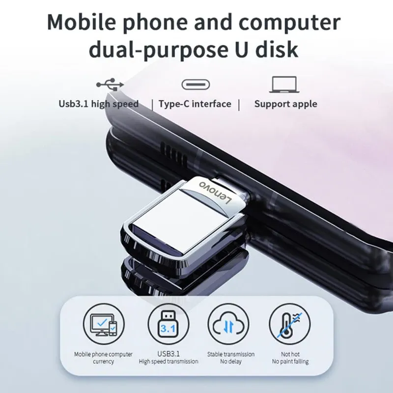 Lenovo Portable USB 3.1 Flash Drive: Shockproof Data Storage Pen Drive ...
