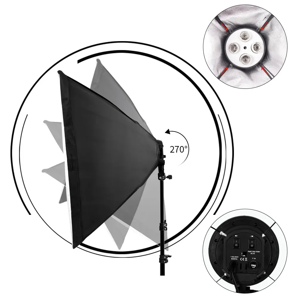 SH 4 Lamp Holders Softbox with 2M Light Stand Photography Accessories ...