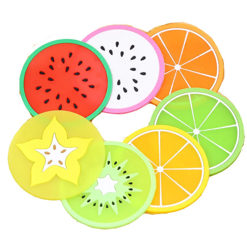 Fruit Cup Mats Silicone Coaster Jelly Color Creative Non Slip ...