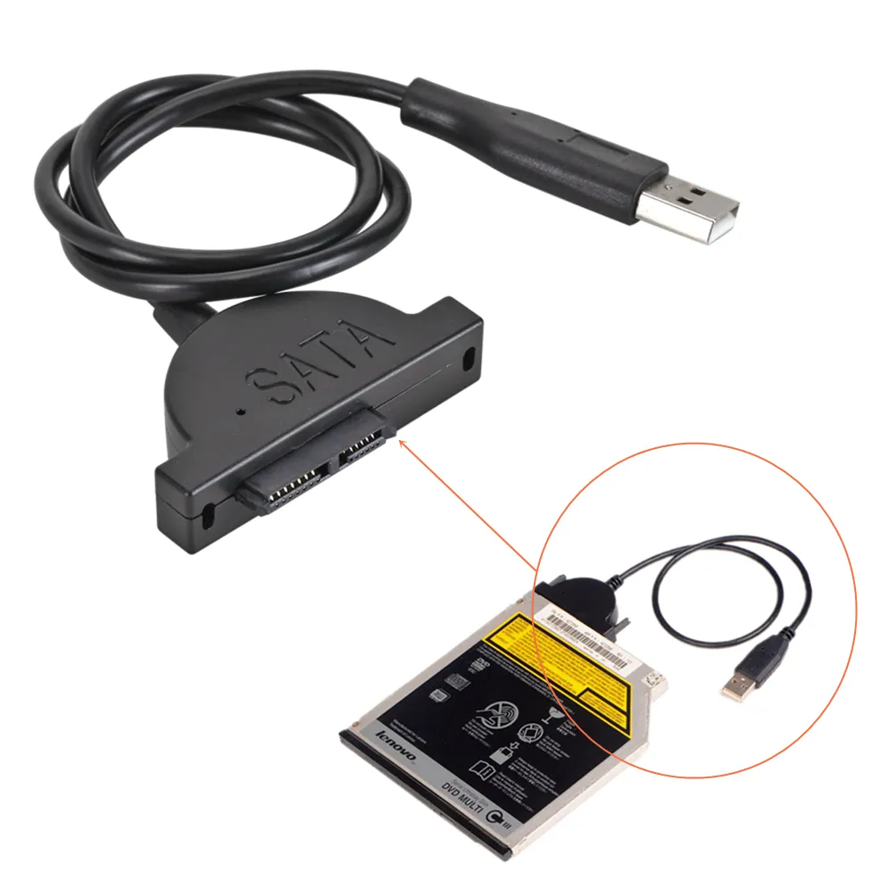 PzzPss USB 2.0 to Mini SATA II 7+6 13-Pin Adapter Cable for Laptop ...
