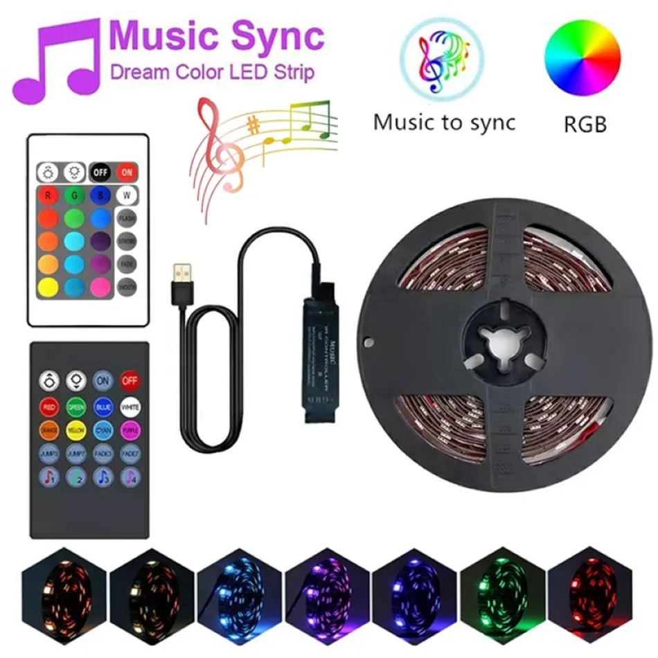 LED Strip Light USB Bluetooth 5050 RGB Light SMD DC5V Flexible LEAD ...