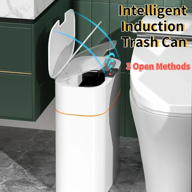 Kitchen Trash Bin 13L 3.4 Gallon Touch Lid Plastic Trash Can for ...