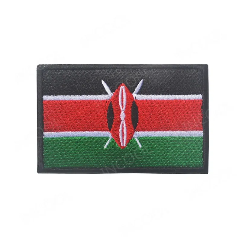 Kyrgyzstan, Kenya, Kazakhstan, and Syria Flag Embroidery rough patch with Hook & Loop - Military ...