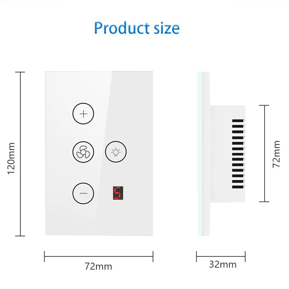 WiFi Smart Light Switch And Fan Controller Glass Panel Remote Control ...