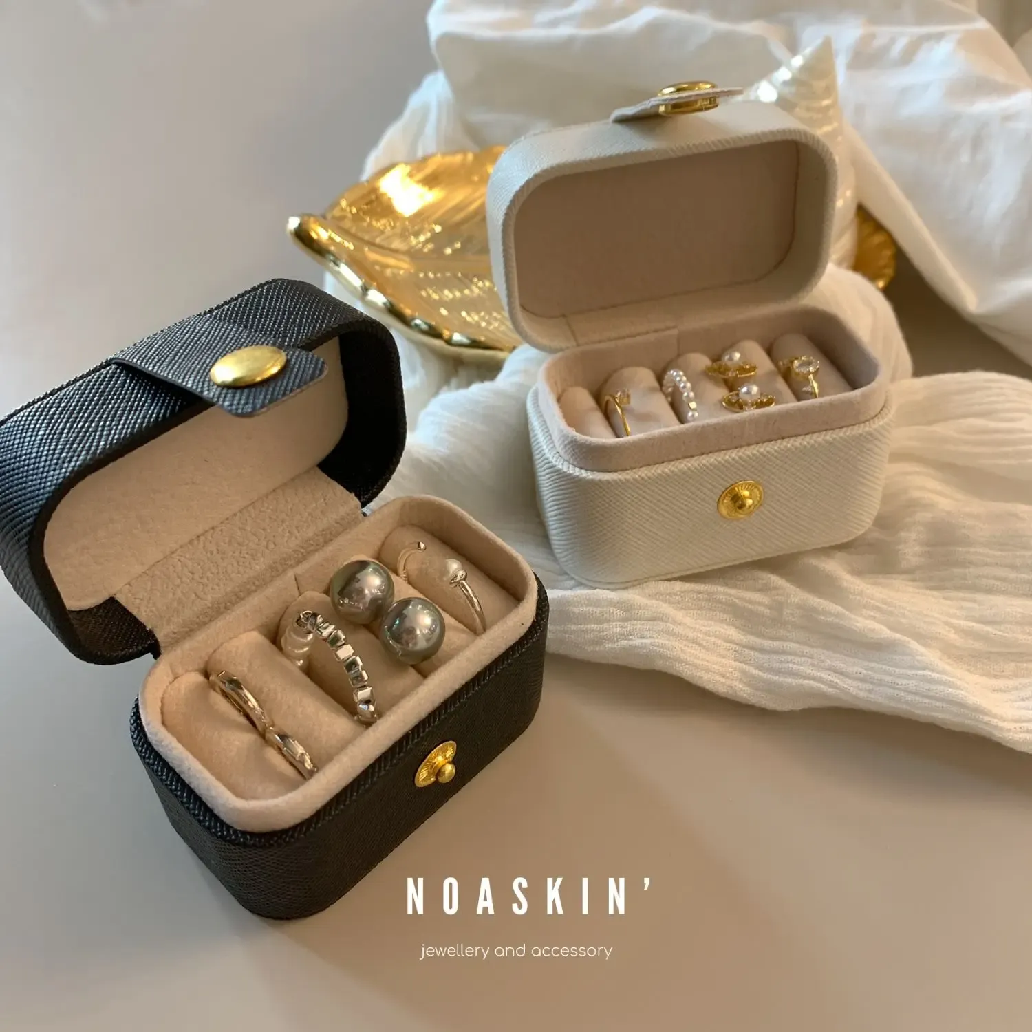 Mini Ring Box Portable Jewelry Organizer Leather Travel Earring And ...