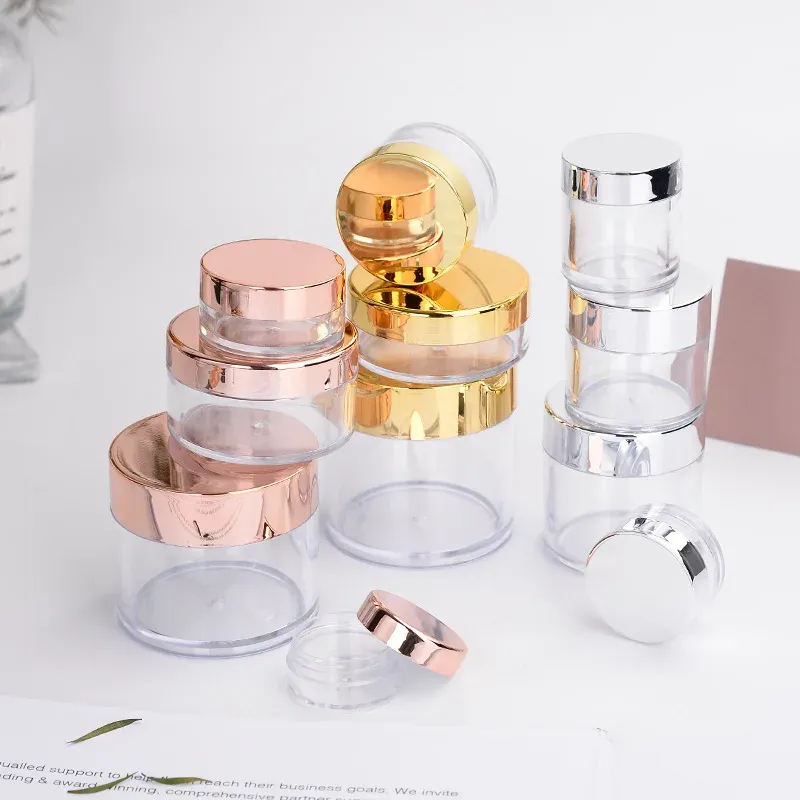Clear Cosmetic Cream Jars with Golden PS Plastic Lids, 3g to 50g ...