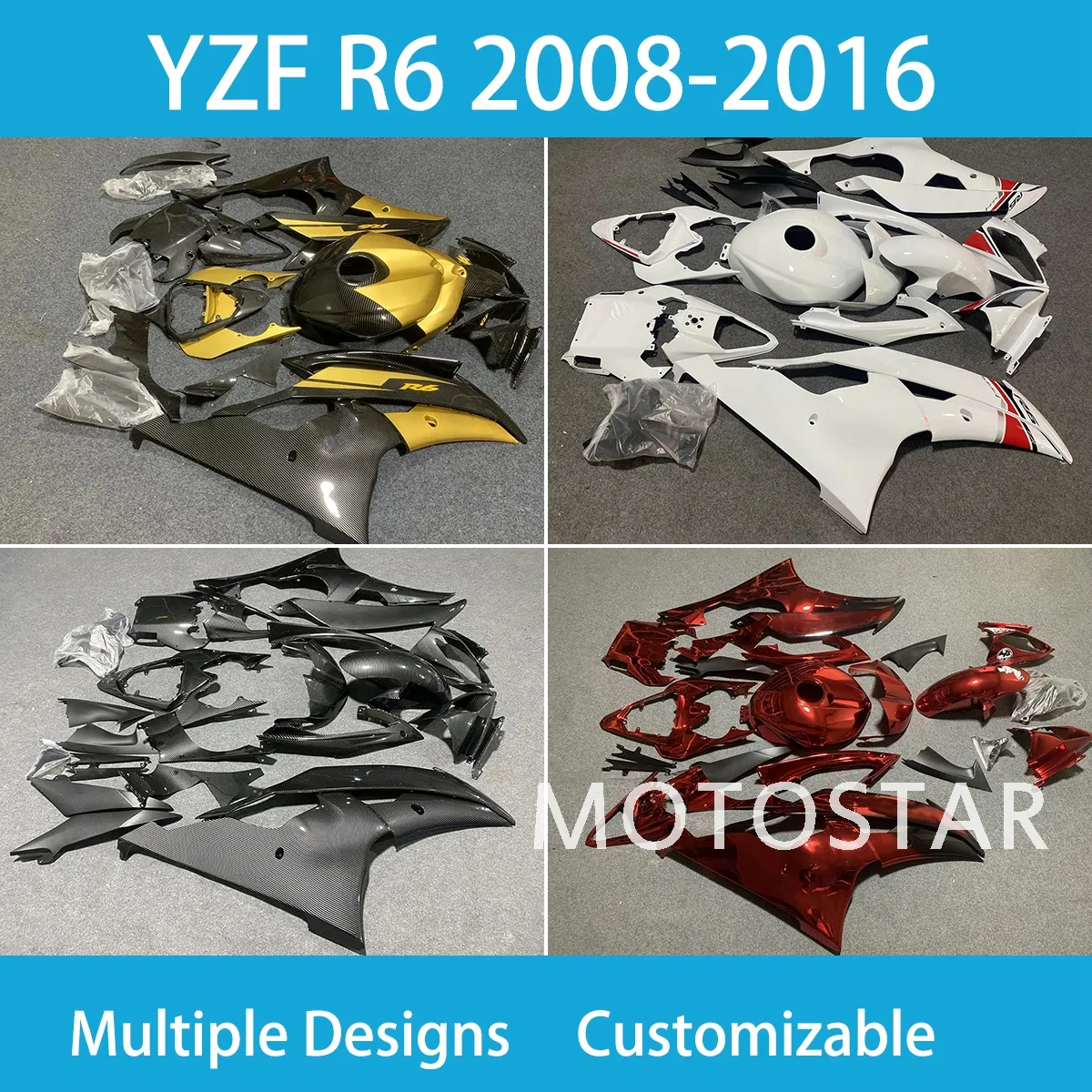 Custom 2007 Yzf R6 Fairings For Yamaha YZF R6 2017 2023 100% Fit ...