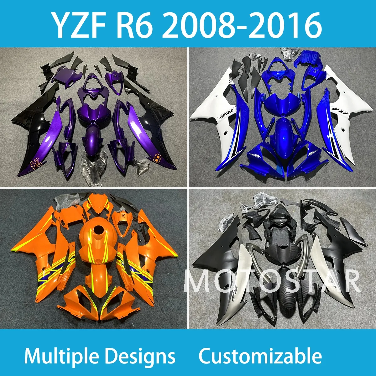 Custom Yzf R6 Fairings For Yamaha YZF R6 2017 2023 100% Fit Injection ...