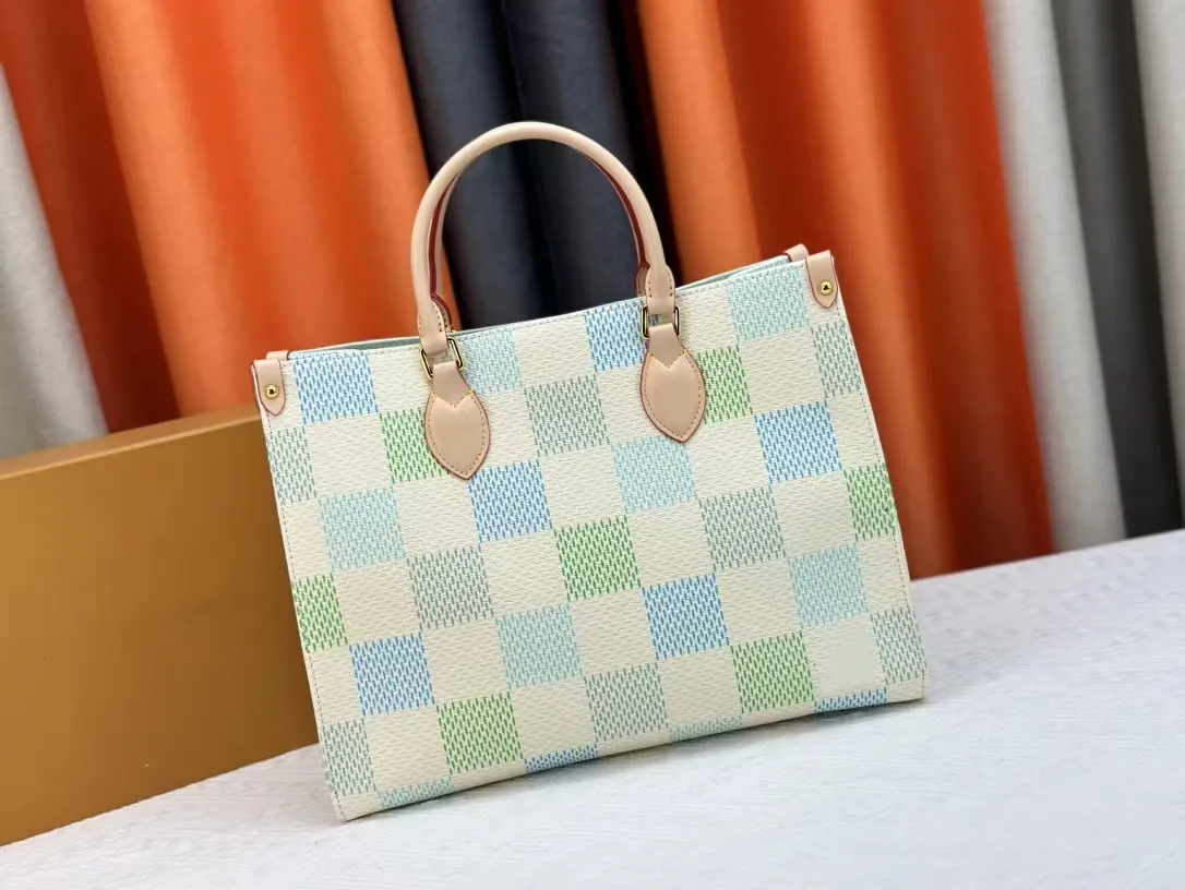 Large capacity checkerboard tote bag brown checkered multipurpose ...