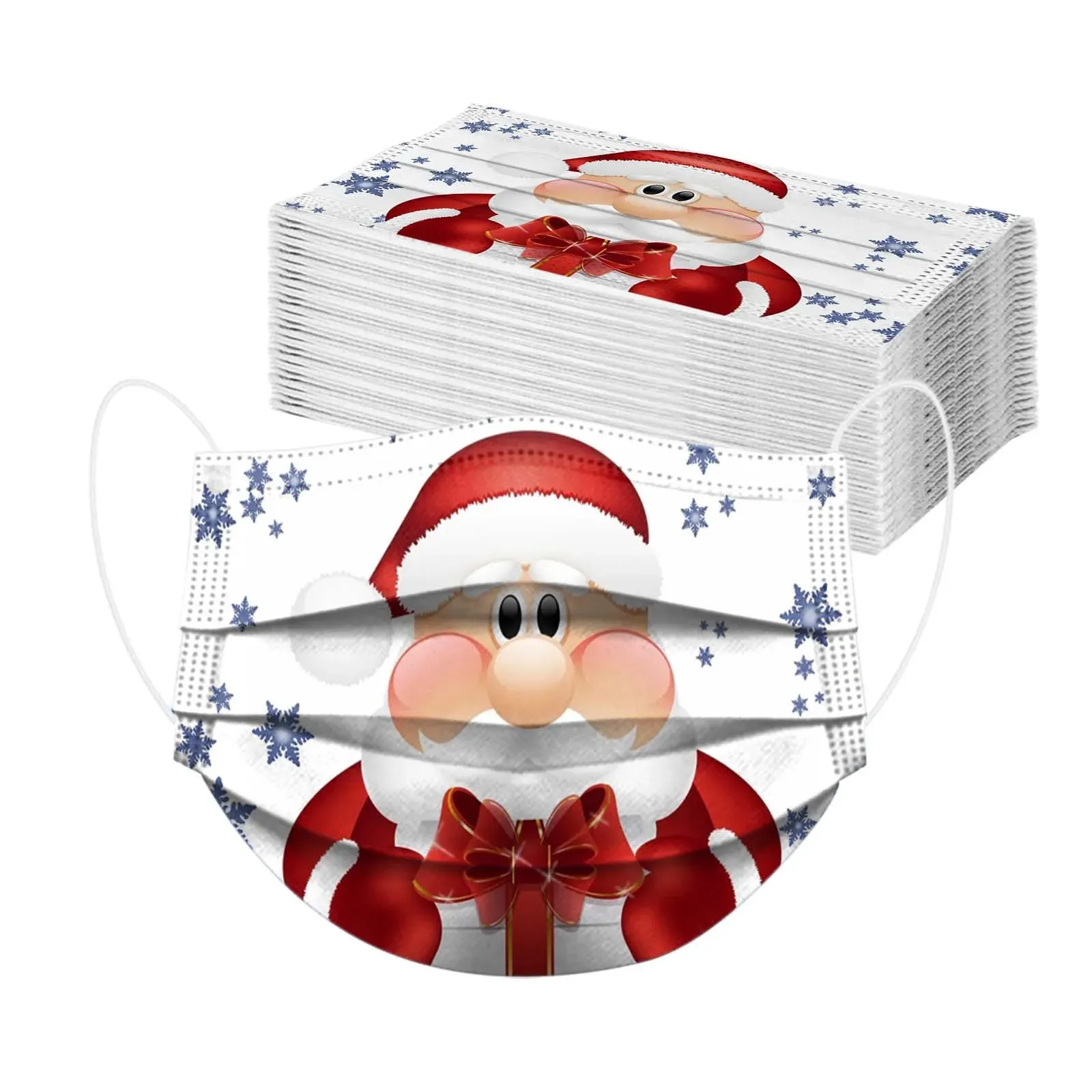 50 Pack Christmas Print Disposable Masks | 3-Ply Cosplay Face Masks for ...