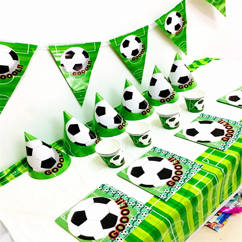 Green Soccer Party Supplies Set with Number Foil Balloon for Kids ...