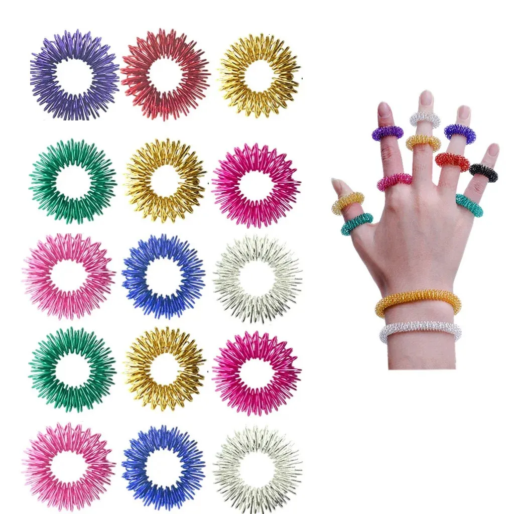 Acupressure Rings Spiky Sensory Finger Set for Teens Adults Stress ...