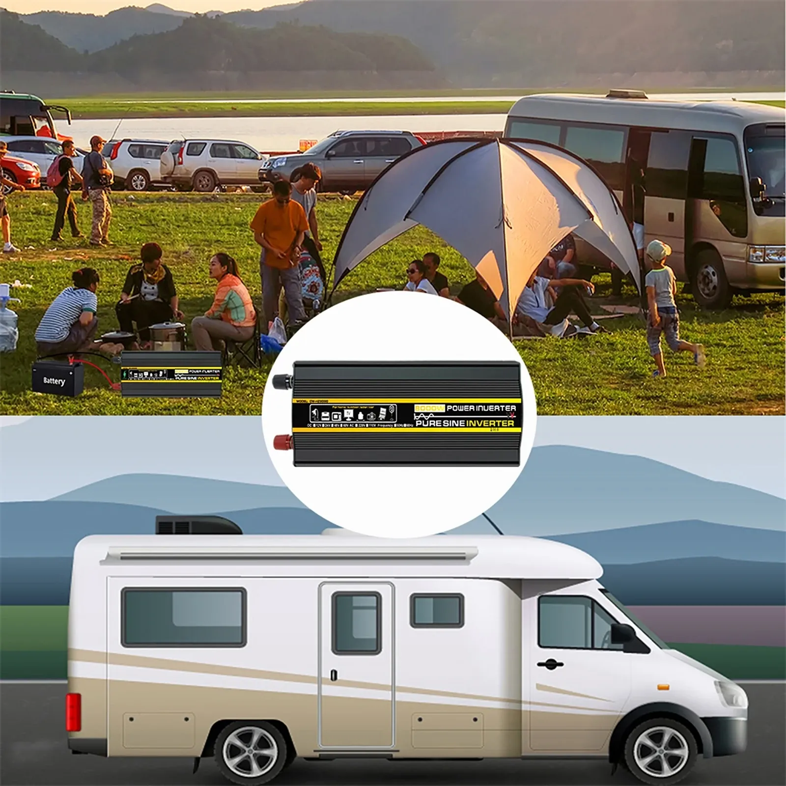 DHgate.com:Solar-Powered LCD Inverter: 12V/24V to 110V/220V Pure Sine ...