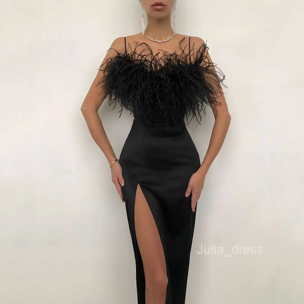 Prom Dresses Elegant Women's Feather Dress With Hanging Strap, Slim Fit ...