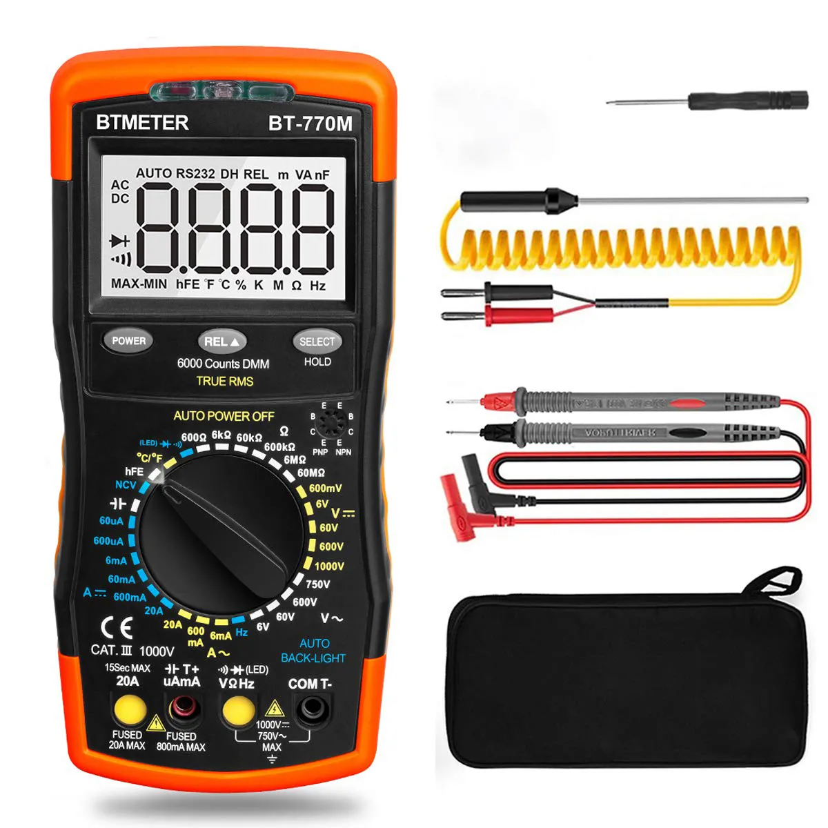 BT-770M 6000 Counts TRMS Digital Multimeter, Auto/Manual Tester for AC ...