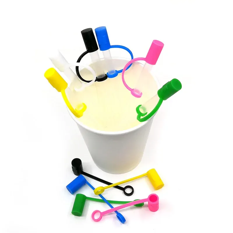 Silicone Colorful Straw Caps for 8mm Diameter Glass Cup Drinking Straws, Reusable Straw Toppers ...