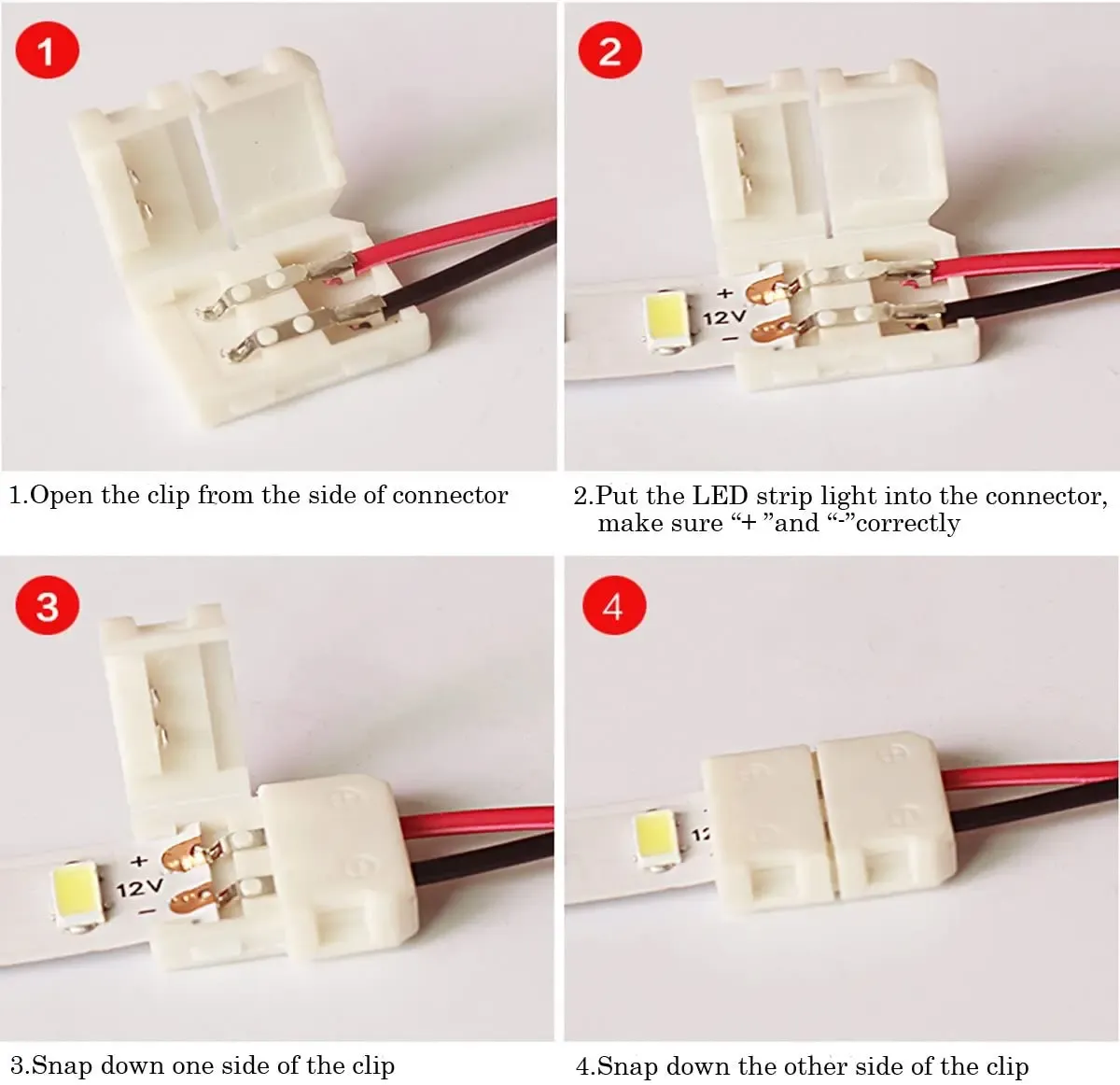 LED Tape Light Connectors 2 Pin 8mm/10mm LED Strip Connector For 3528 ...