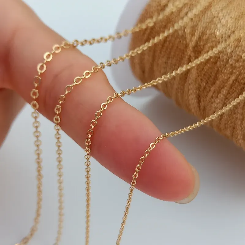 2M Brass Rose Gold/Gold Cable Chain Flat Cross Tiny Chains Oval Link ...