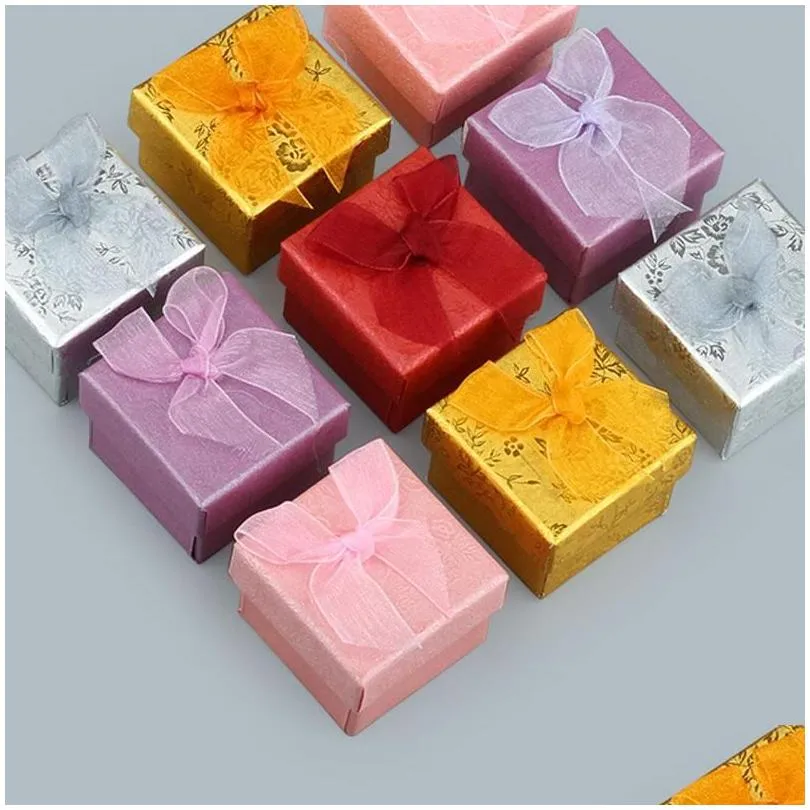 Jewelry Boxes 4X4Cm Mini Display Candy Color Bowknot Ring Organizer ...