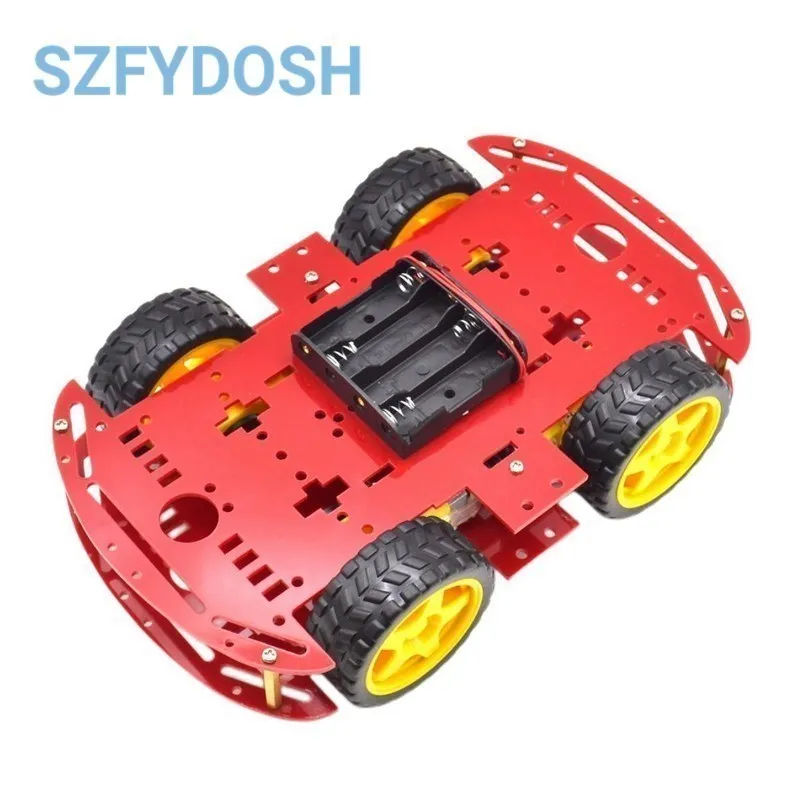 4WD RC Car Chassis Kit DIY Electronic Smart Robot Car With Speed ...