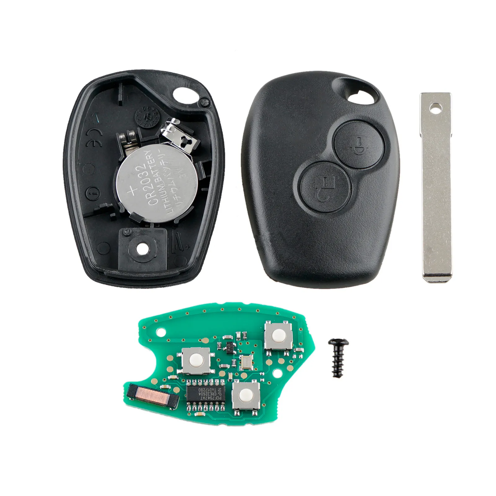 2 Buttons Remote Key for Renault Kangoo II Clio 3 Duster Modus Twingo ...