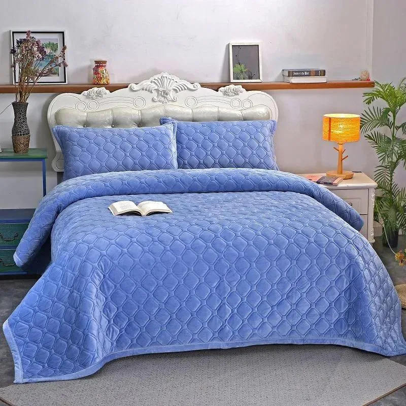 2024 Velvet Quilted Bedding Set with Pillowcase, Single-Size Tatami ...