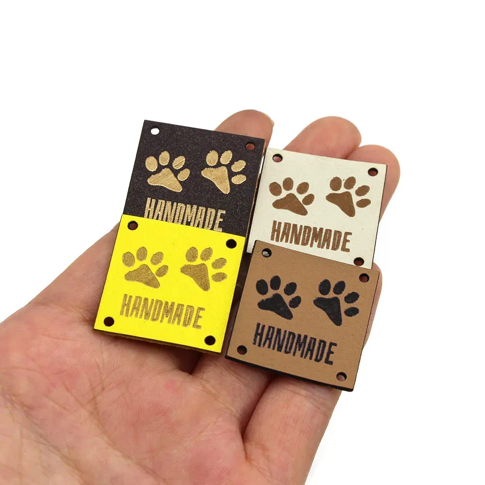 Handmade Leather Dog Paw Tags for Sewing, Knitting, Hats, and Clothing ...