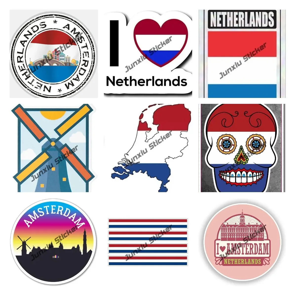I Love Amsterdam Weatherproof Vinyl Sticker Dead Set Dutch Windmill And ...