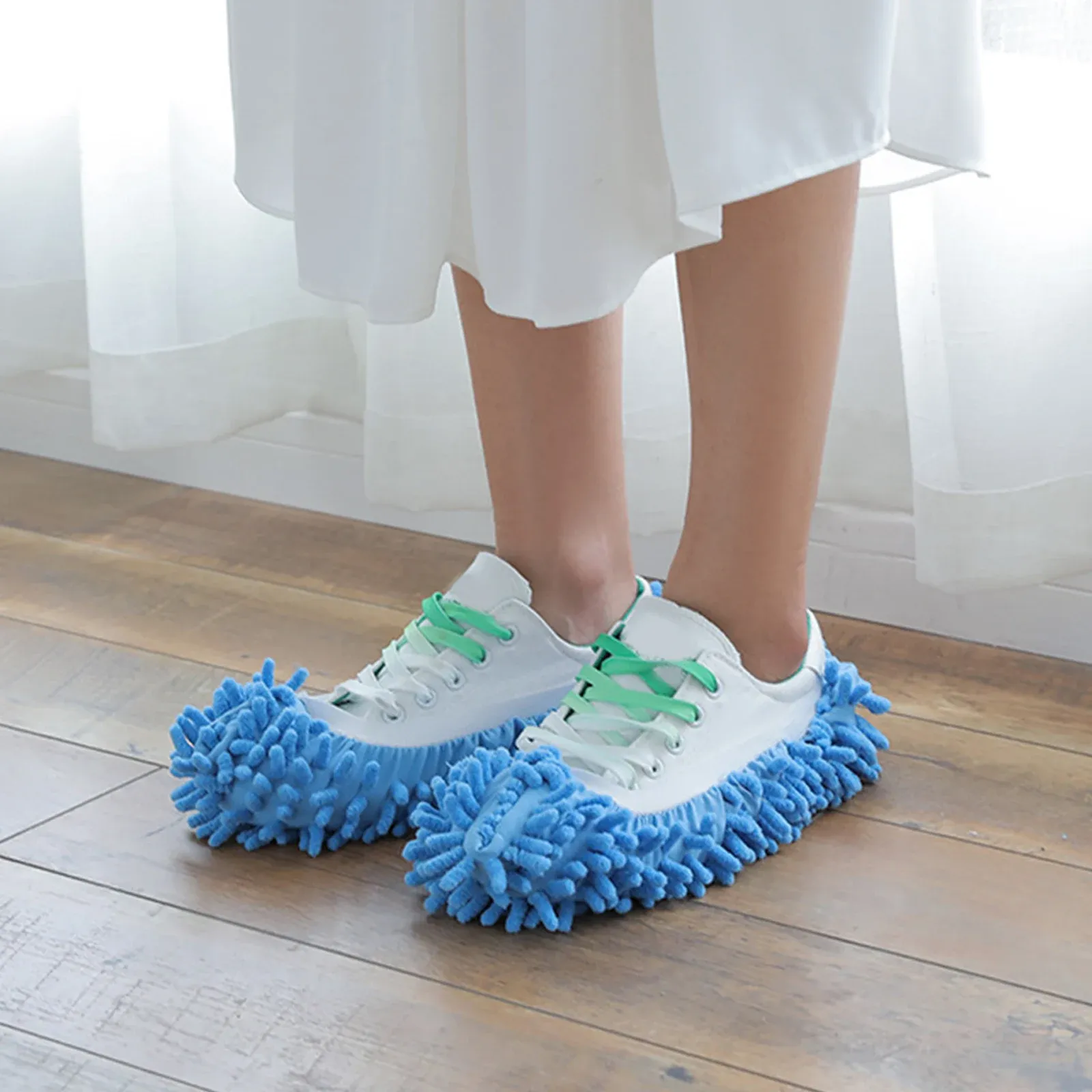 Washable Microfiber Dust Mop Slippers, Lazy Foot Covers for Quick Home ...