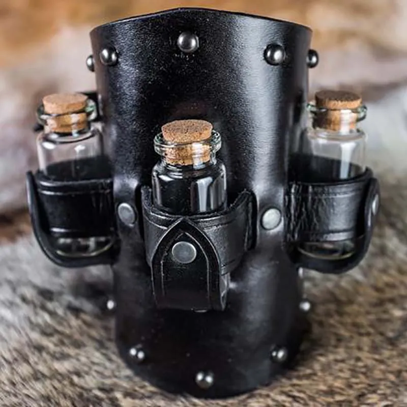 Medieval Sorcerer Cosplay Arm Warmers With Glass Vials – Faux Leather ...
