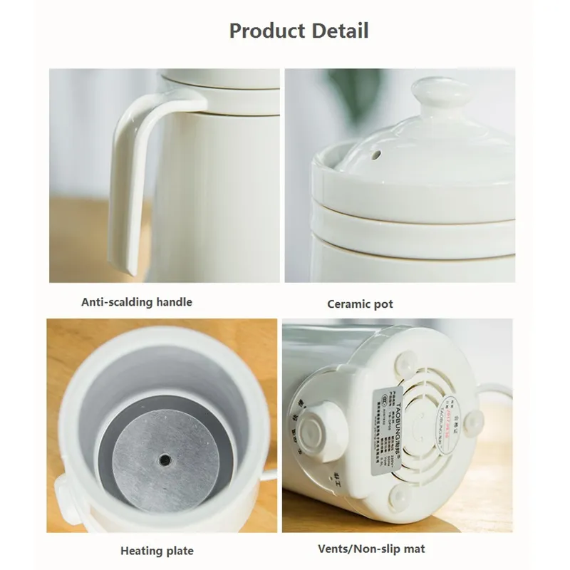 5L Mini Slow Cooker, Portable Ceramic Soup Pot, 3-Gear Heating Cup for ...