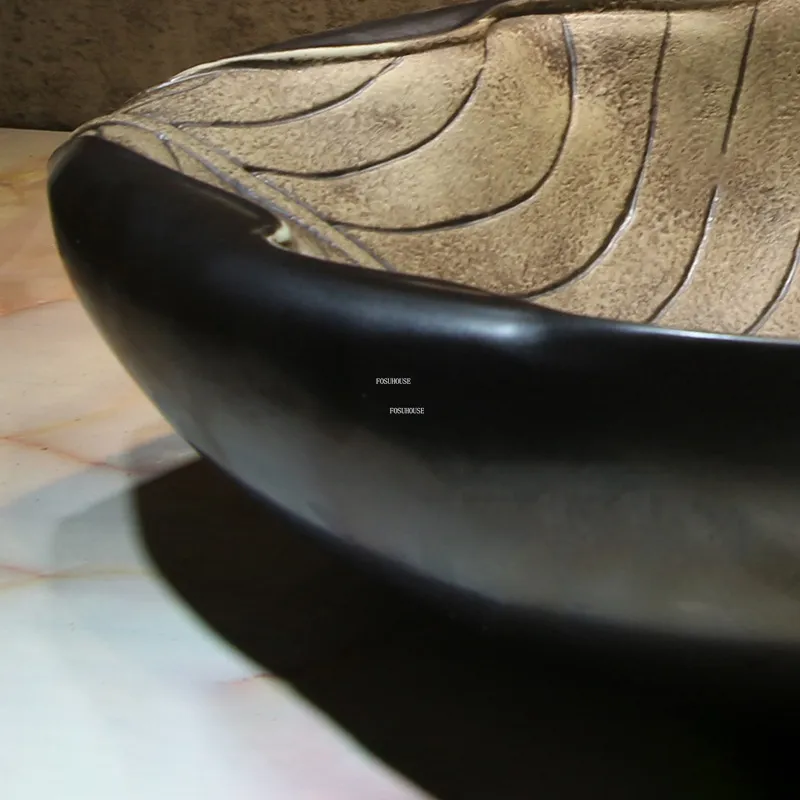 Ceramic Leaf Shaped Countertop Basin Bathroom Kitchen Sink for European ...