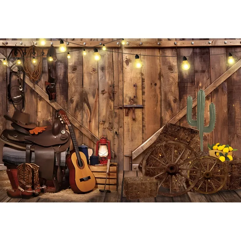 Wooden Farm Field Barn Haystack Country Cowboy Photography Backdrop for ...
