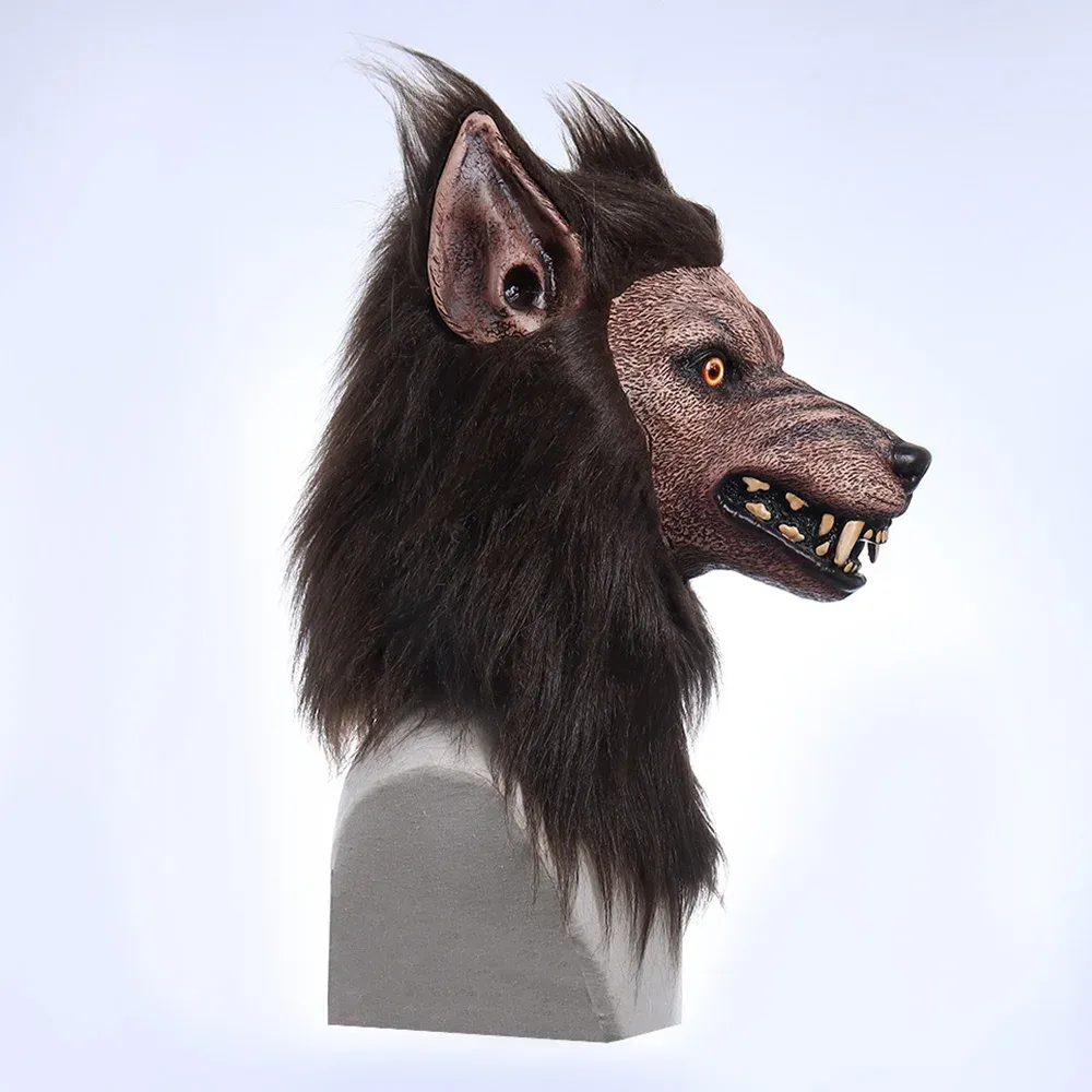 Wolf Costume Latex Animal Masquerade Masks Realistic Werewolf Headgear ...