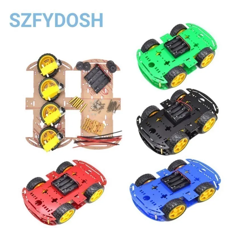 4WD RC Car Chassis Kit DIY Electronic Smart Robot Car With Speed ...
