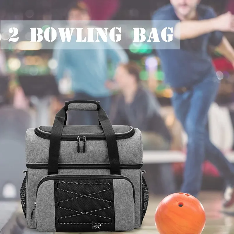 Bowling Bag: Portable Travel Bag with Padded Divider for Double Ball ...