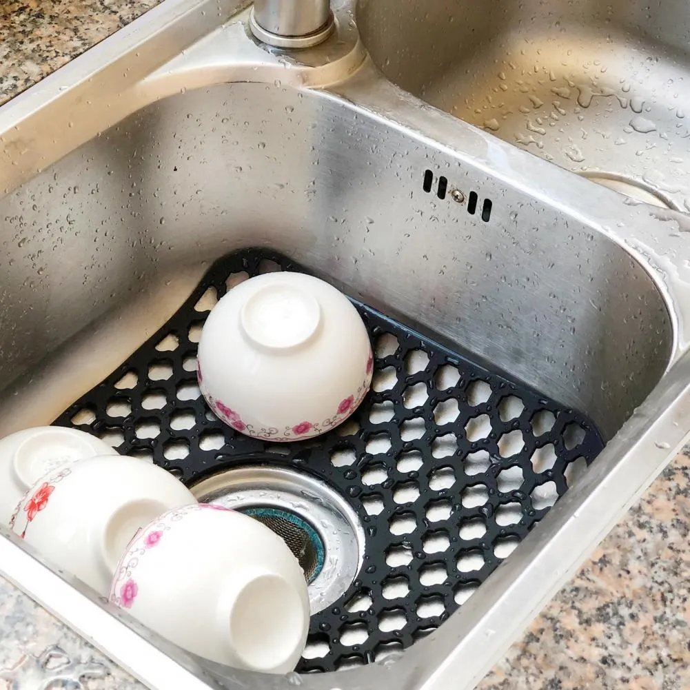 Silicone Sink Mat: Flexible Dish Sink Mat, Grid Design Kitchen Sink ...