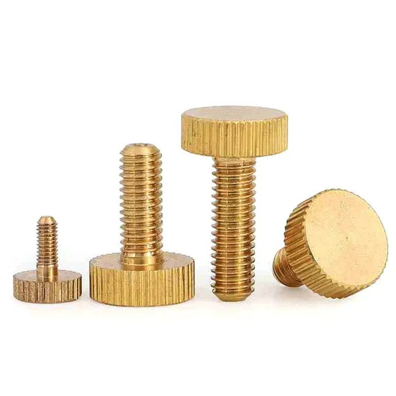 M3 M4 M5 M6 M8 M10 Brass Flat Head Hand Screw GB835 Pure Copper Big Head Knurled Hand Screw ...