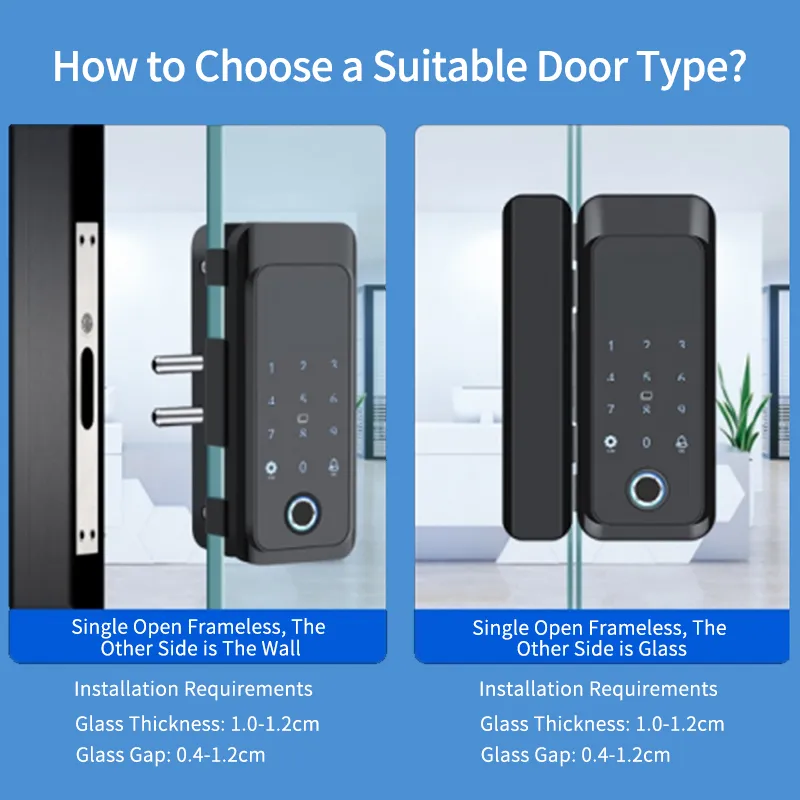 Smart Glass Door Biometric Fingerprint Lock with Bluetooth & 13.56Mhz ...
