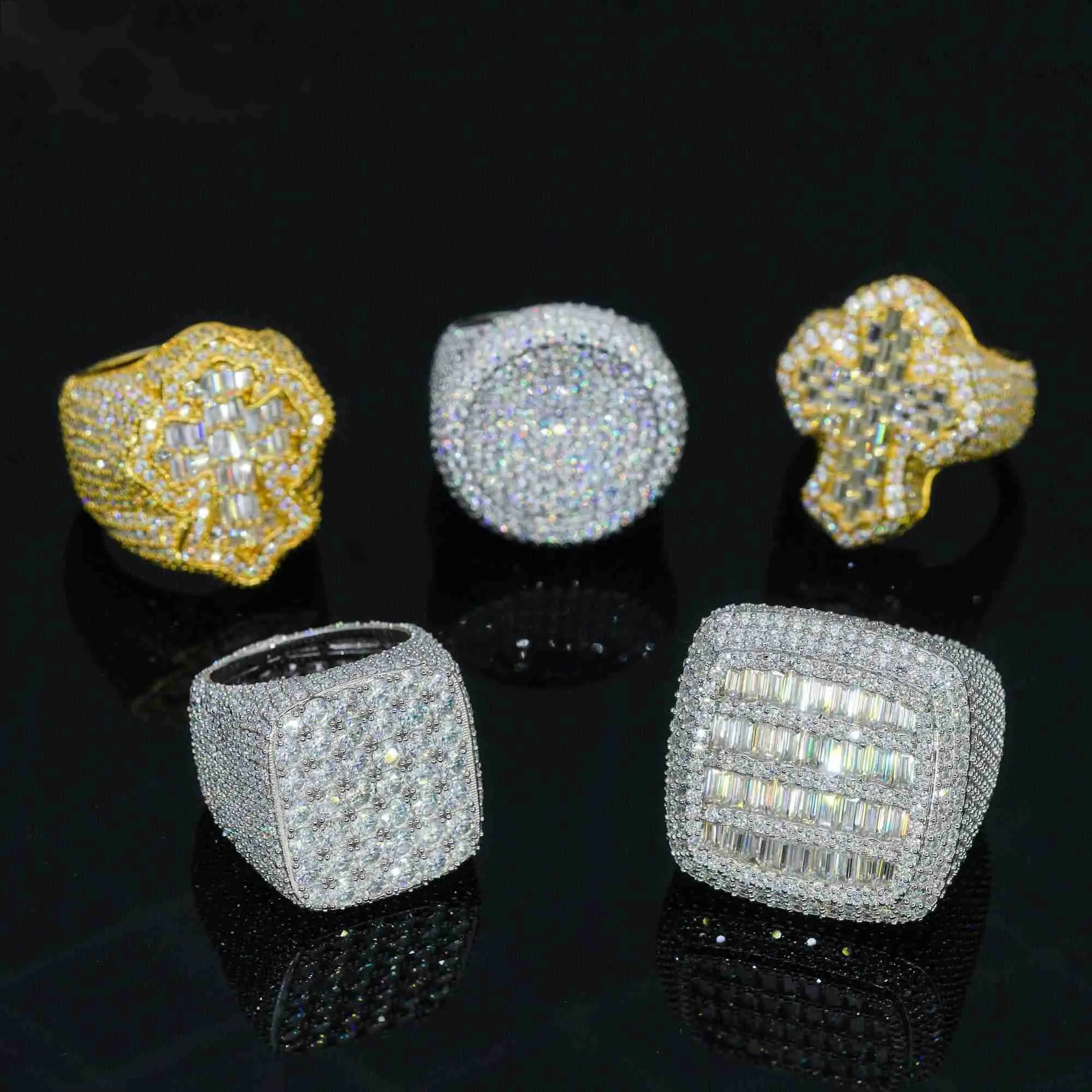 Fine Jewelry Cuban Ring For Men 925 Sterling Silver Gold Plated With ...