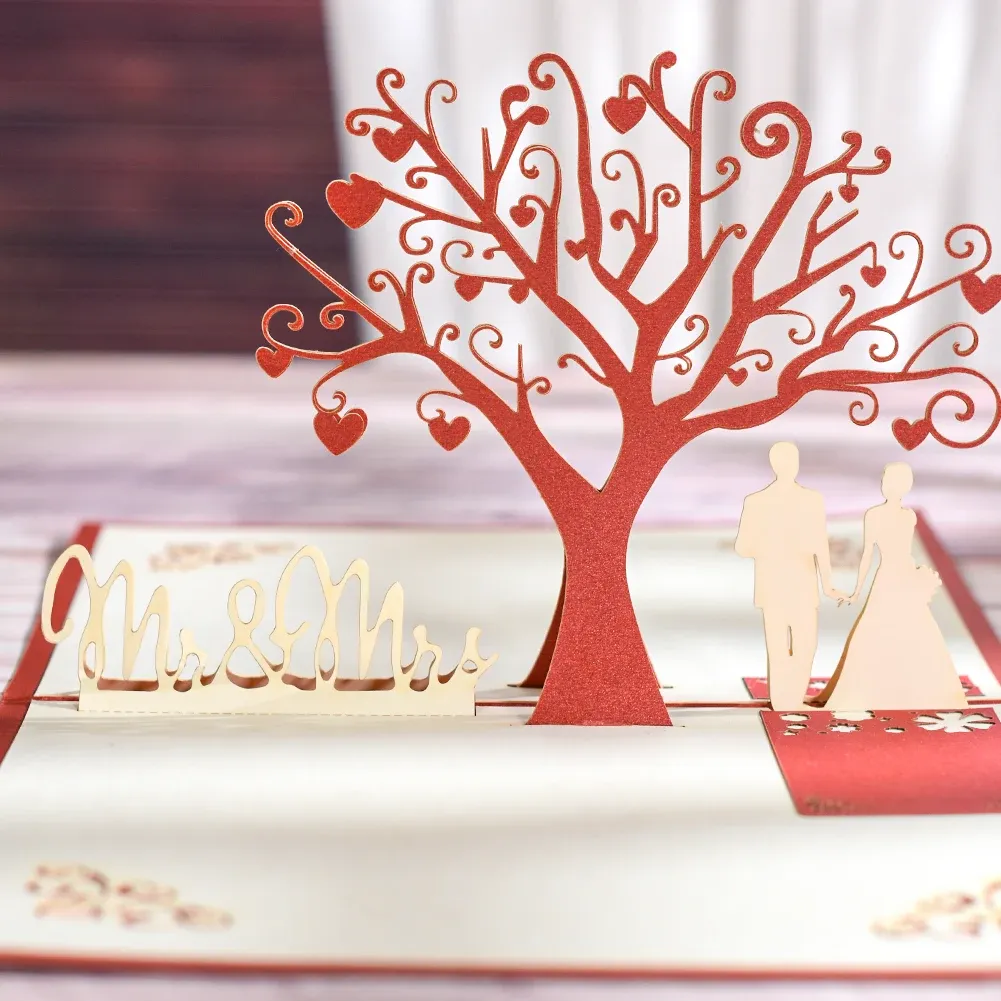 3D Wedding Card, Pop Up Wedding Card For Couples With Envelopes ...