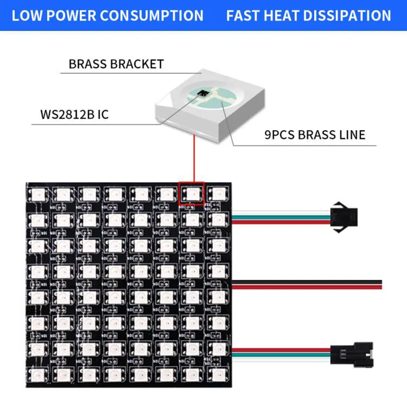 DHgate.com:DC5V WS2812B RGB LED Digital Flexible Panel Screen - 16x16, 8x32, 8x8, 64/256 Pixels ...